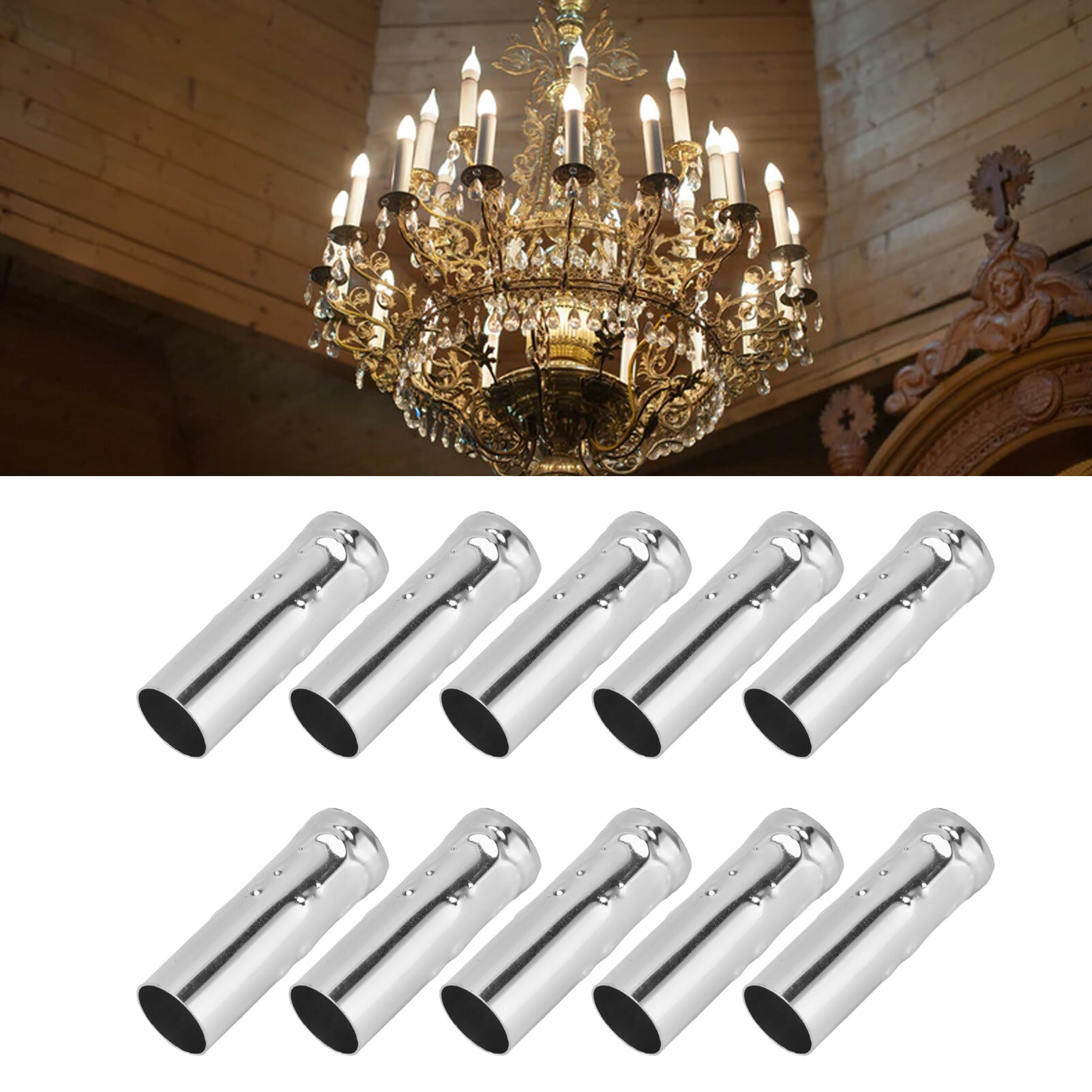 10 шт. E14 металлическая трубка для держателя свечи, цоколь лампы, аксессуары для освещения 25x80 мм, хром