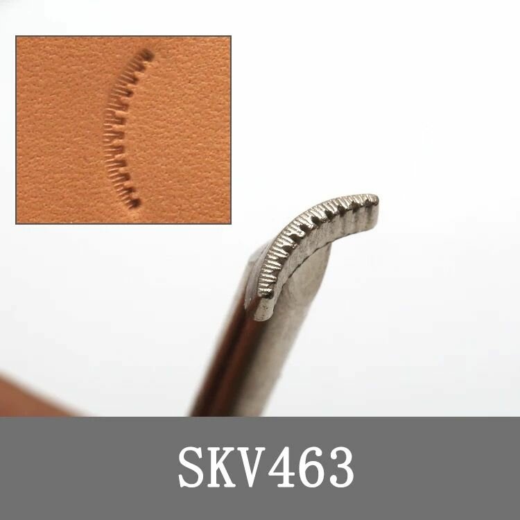 Штамп для тиснения кожи, рифлёная ручка, сталь, 105 мм, клише.