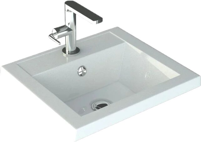 Мебельная раковина Art&Max Family 40 из искусственного мрамора, раковина для ванной, со сливом-переливом, белая, прямоугольная