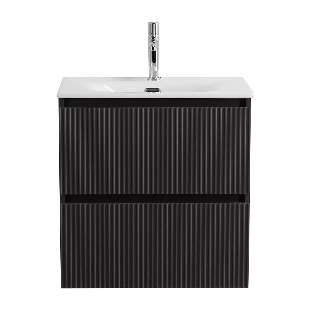 Тумба с раковиной BelBagno Uno-mini 70 подвесная, 71 см, серая, черная, матовая, из МДФ, с ящиками, раковина для ванной фаянсовая, прямоугольная, встроенный слив-перелив