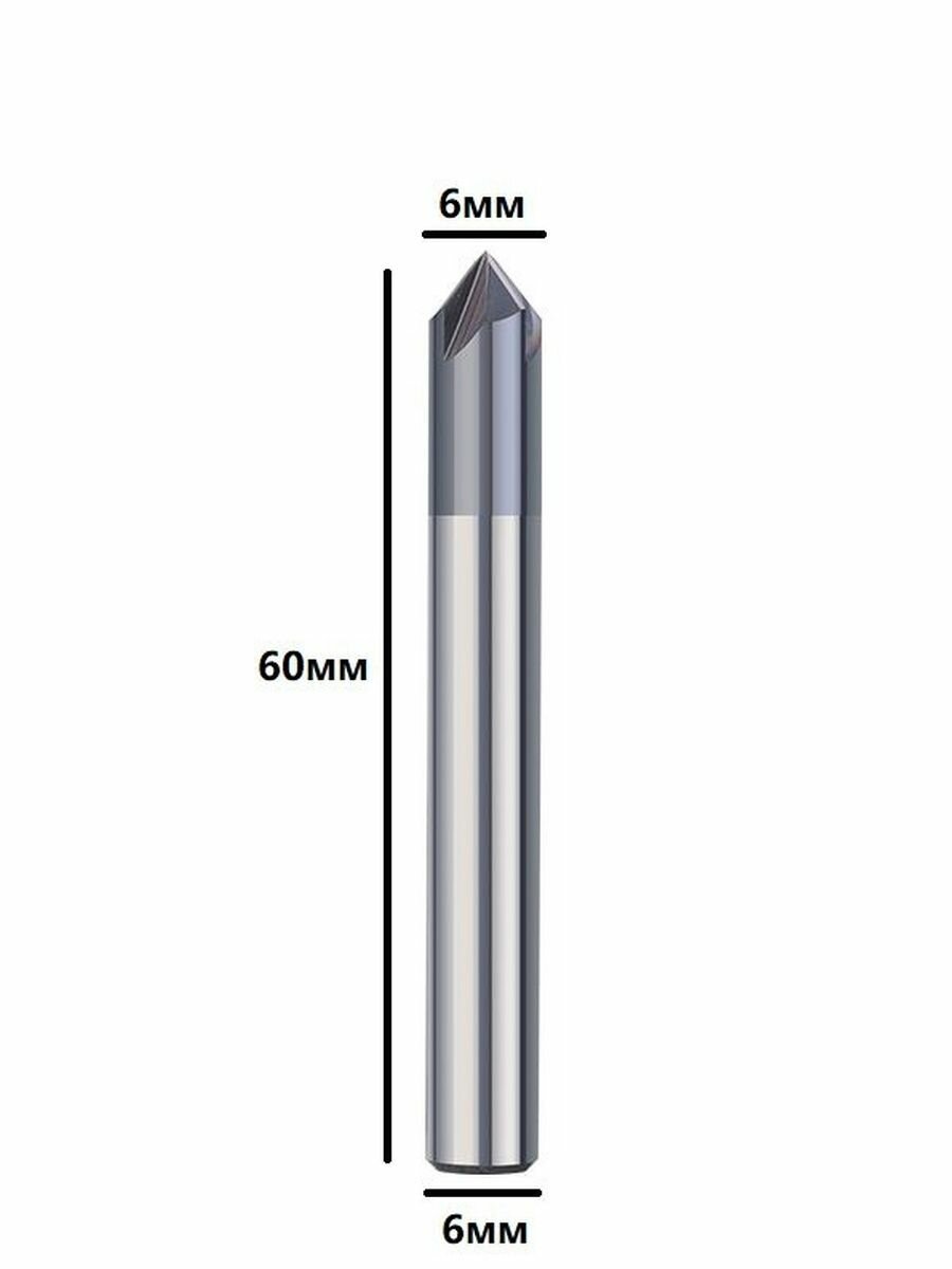 Фреза фасочная концевая XCAN четырехзаходная, 6х6х60мм, 90 градусов, покрытие TiAlN