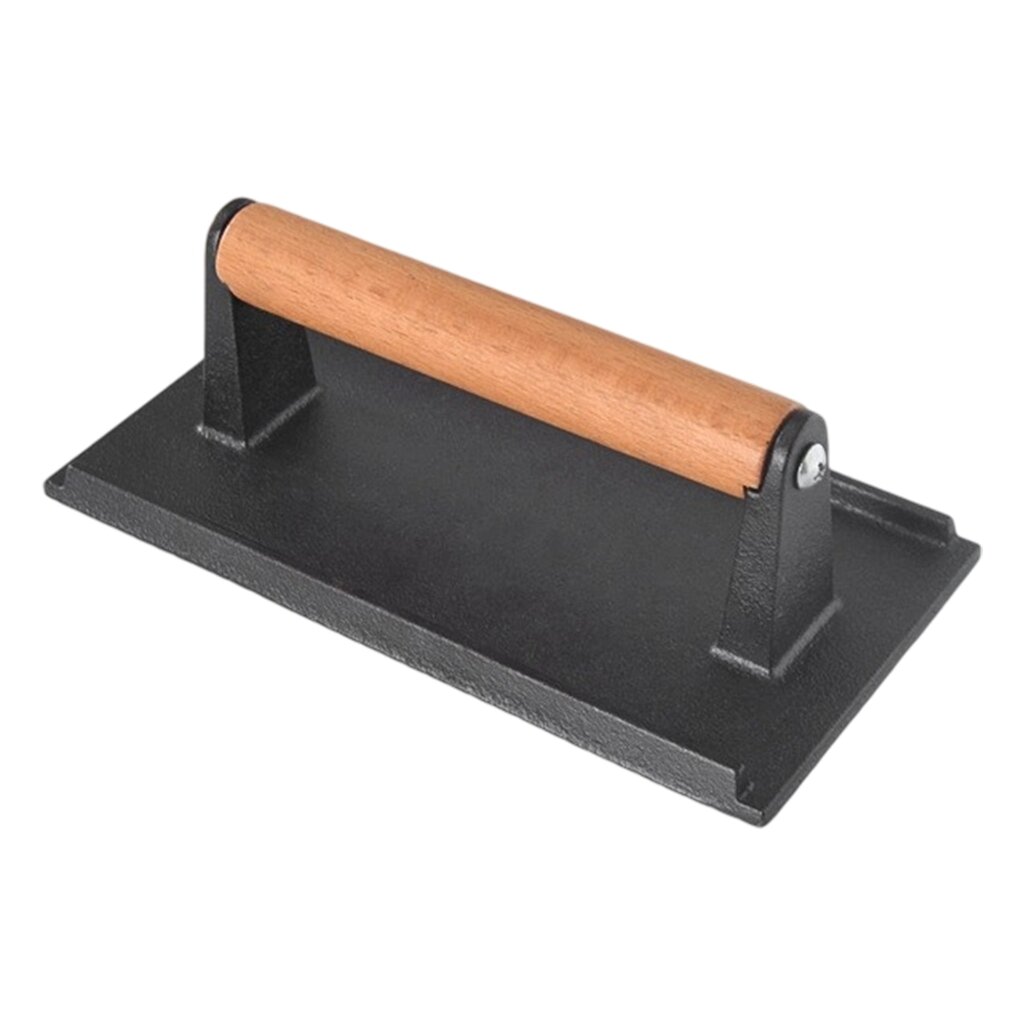 Антипригарный чугунный пресс для мяса с эргономичной ручкой из бука