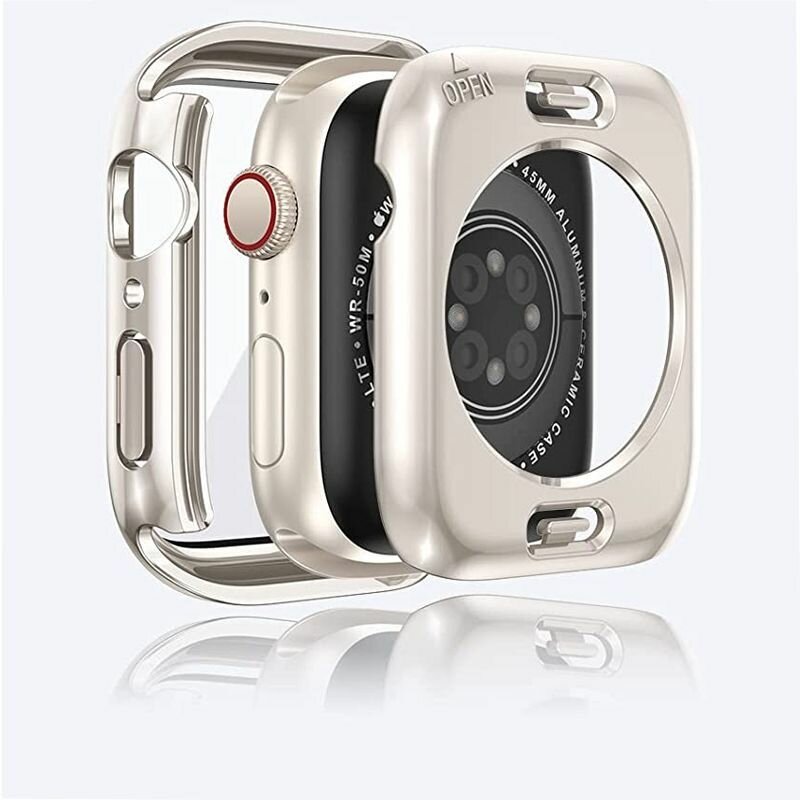 Чехол для Apple Watch 40 мм с защитным экраном из закаленного стекла, 360 полного покрытия водонепроницаемой защитной крышки с твердым PC для Apple iWatch SE Series 6 / 5 / 4, Starlight