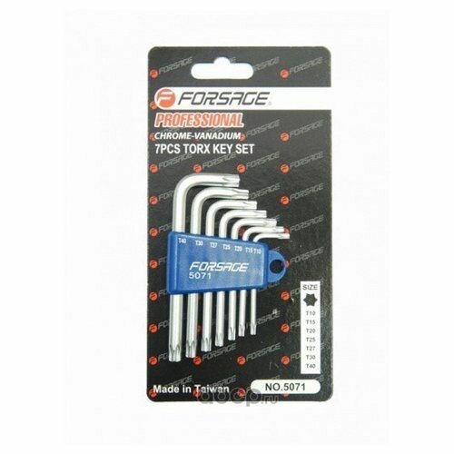 Набор ключей torx, г-образных, 7 пр: т10, т15, т20, т25, т27, т30, т40, в пластиковом держателе FORSAGE F5071