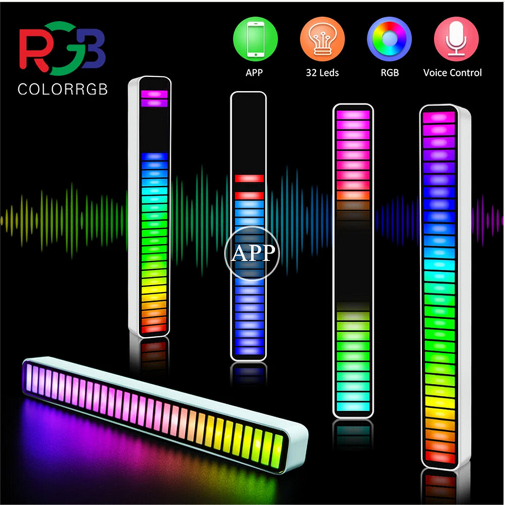RGB Цветная светодиодная музыкальная ритмическая световая панель Декор для дома и автомобиля Атмосферный светильник Черн