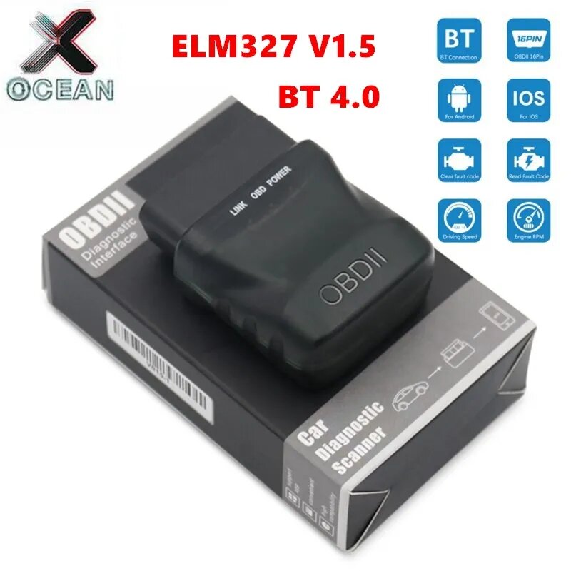 ELM 327 V1.5 V015-1 Bluetooth 4,0 OBD2 код читателя сканер V015 ELM327 автомобильный диагностический инструмент Elm-327 1,5 OBDII для Android/IOS/ПК