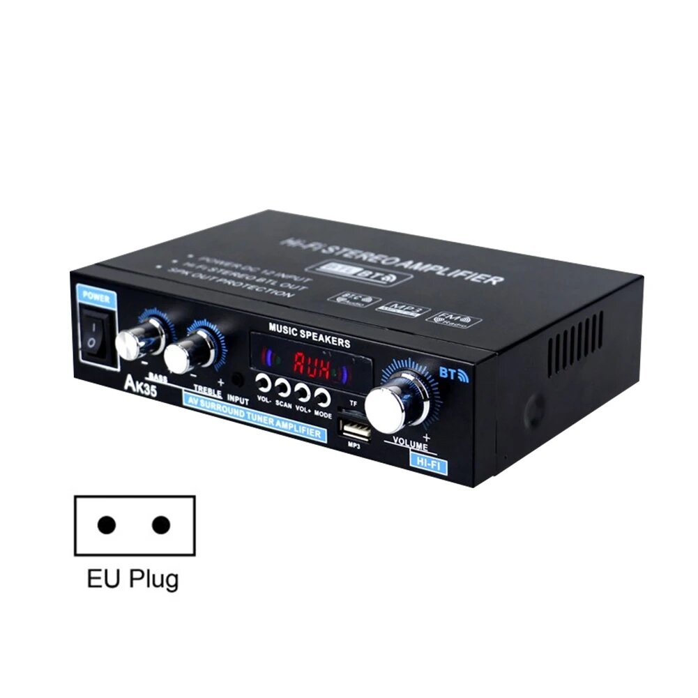 Bluetooth-усилители 2-канальный мини Hi-Fi цифровой стереоусилитель звука с USB TF RCA AUX вход + усилитель с дистанционным управлением