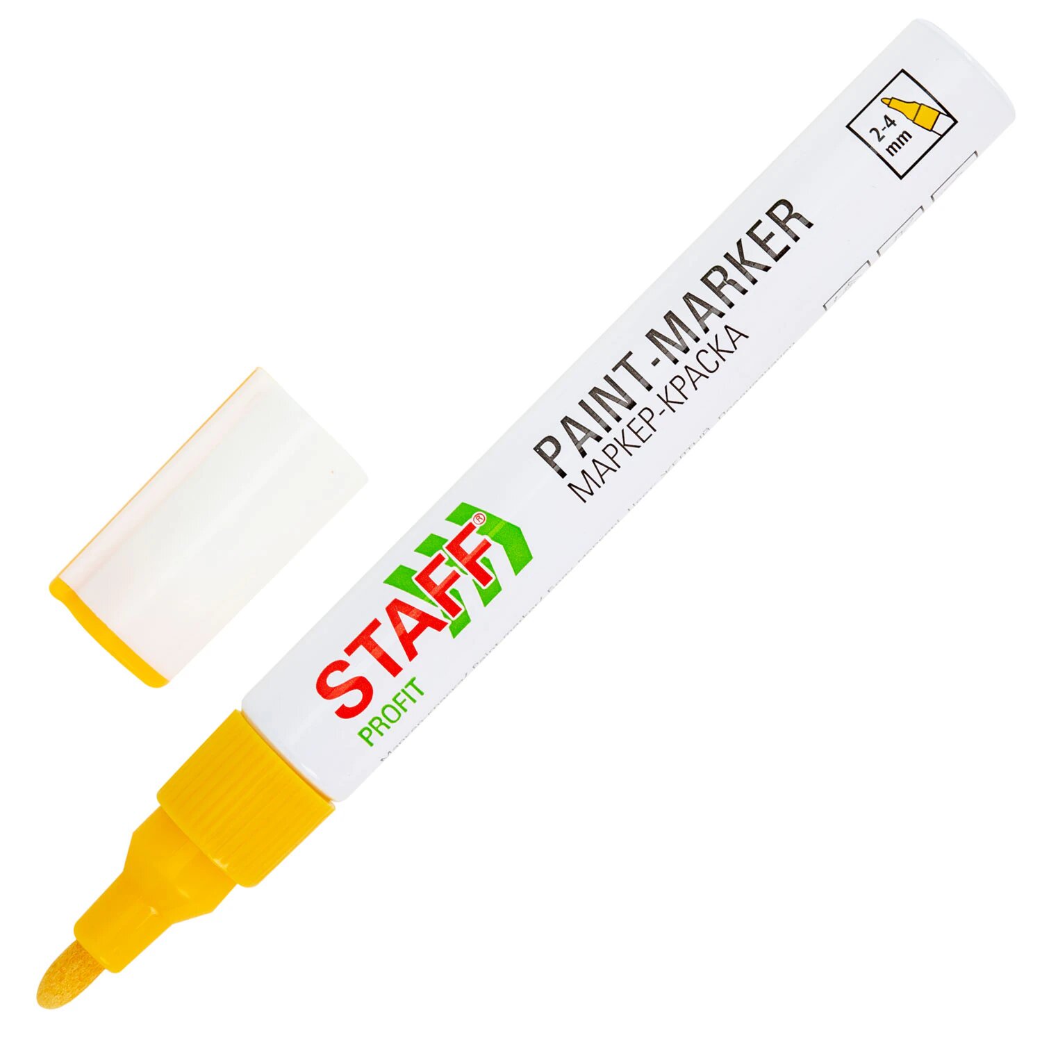 Упаковка 12 шт. Маркер-краска лаковый (paint marker) 2-4 мм, желтый, нитро-основа, STAFF PROFIT, для любых поверхностей, 152583
