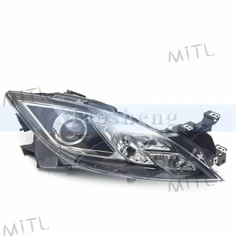 Фара автомобильная Halogen, для Mazda 6 2007-2013, галогенная лампа, чёрная, 1 шт