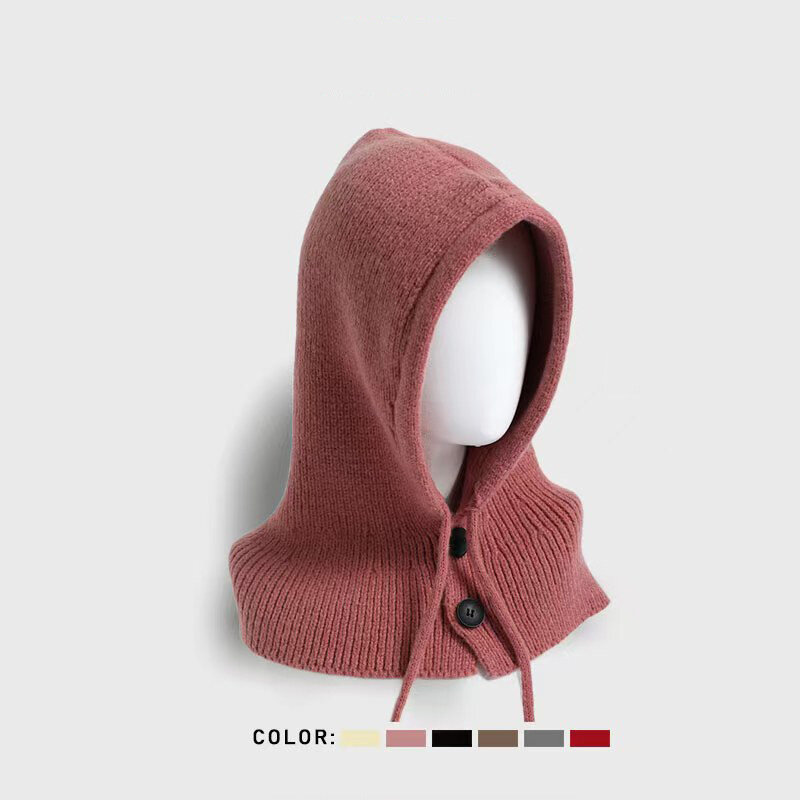 Корейская шапка-балаклава для женщин, зимняя теплая шапка и шарф, интегрированная парная стильная шерстяная вязаная шапка с защитой ушей