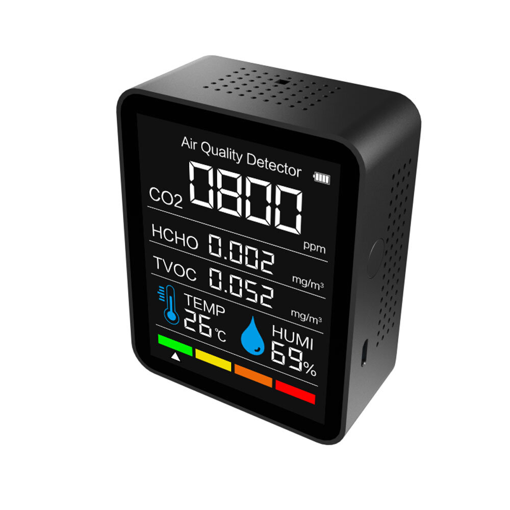 Портативный детектор CO2: 89x70x35 мм, 142 г, Компактный для дома и офиса - Датчик воздуха с мониторингом в реальном времени и ЖК-дисплеем для сельскохозяйственного выращивания с питанием от батареи