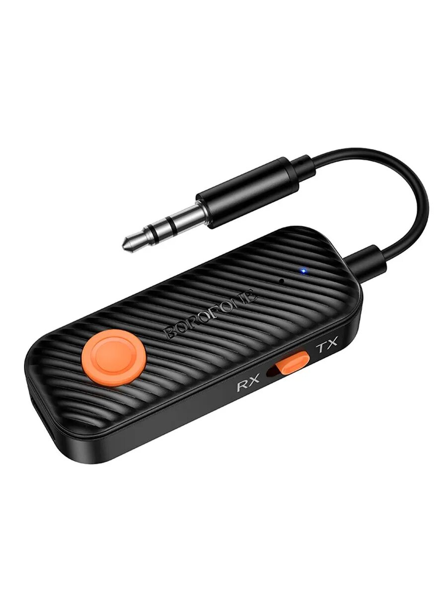 Адаптер Bluetooth в авто Borofone BC62 (AUX 3.5-3.5) с микрофоном, металлик / Ресивер блютуз-AUX проигрыватель