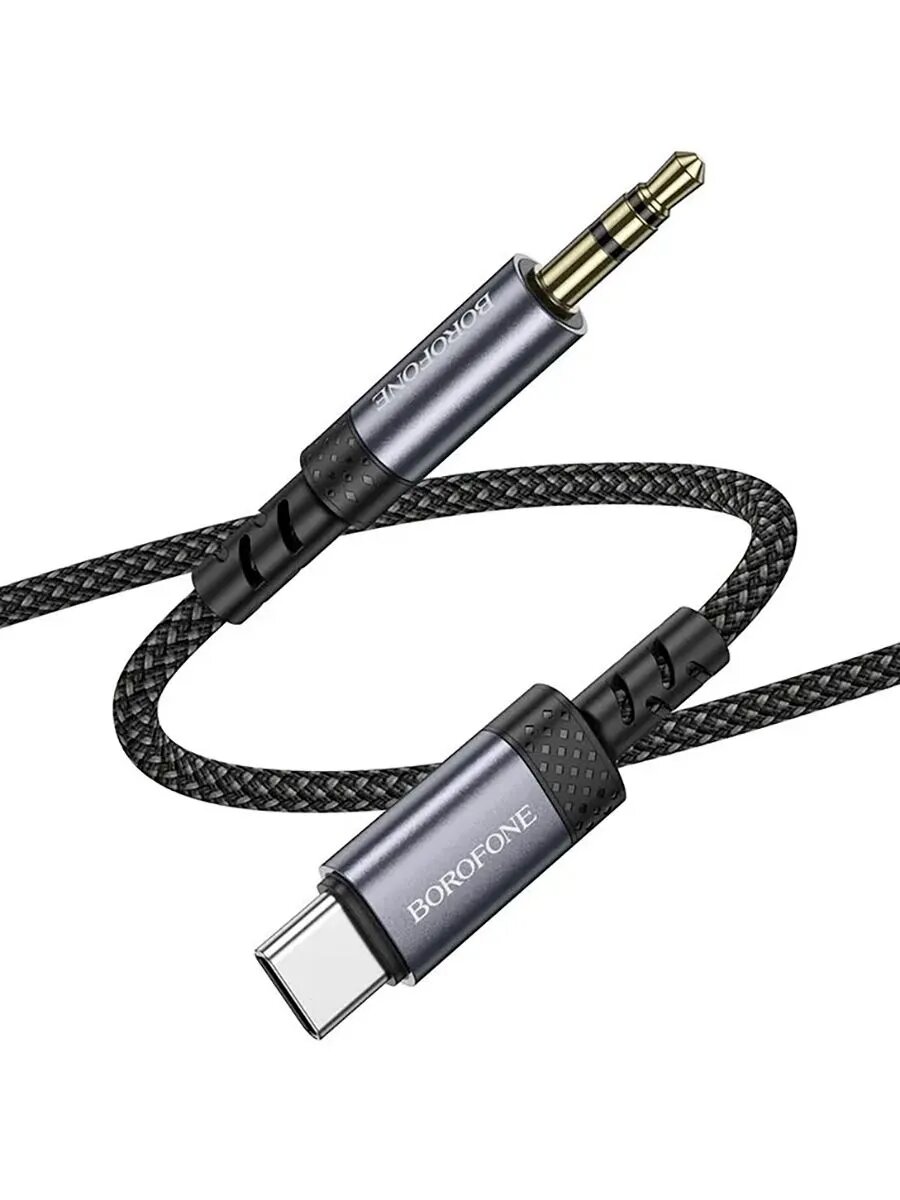 Аудио-переходник Borofone BL24 Type-C to 3.5 Jack AUX, 1 метр, металлик / кабель для наушников / провод аукс в машину