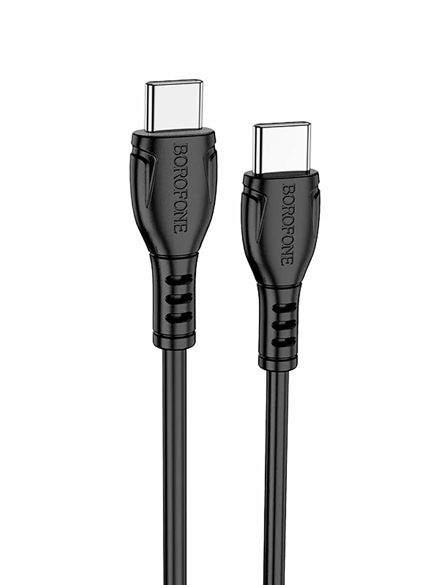 Кабель Borofone BX51 Type-C to Type-C, 60W, 3А, 1 метр, черный / провод с быстрой зарядкой для Android, iPhone с USB-C (15, 16, 17)