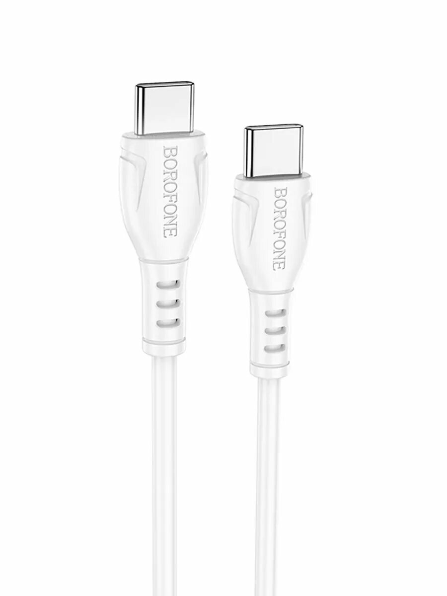 Кабель Borofone BX51 Type-C to Type-C, 60W, 3А, 1 метр, белый / провод с быстрой зарядкой для Android, iPhone с USB-C (15, 16, 17)