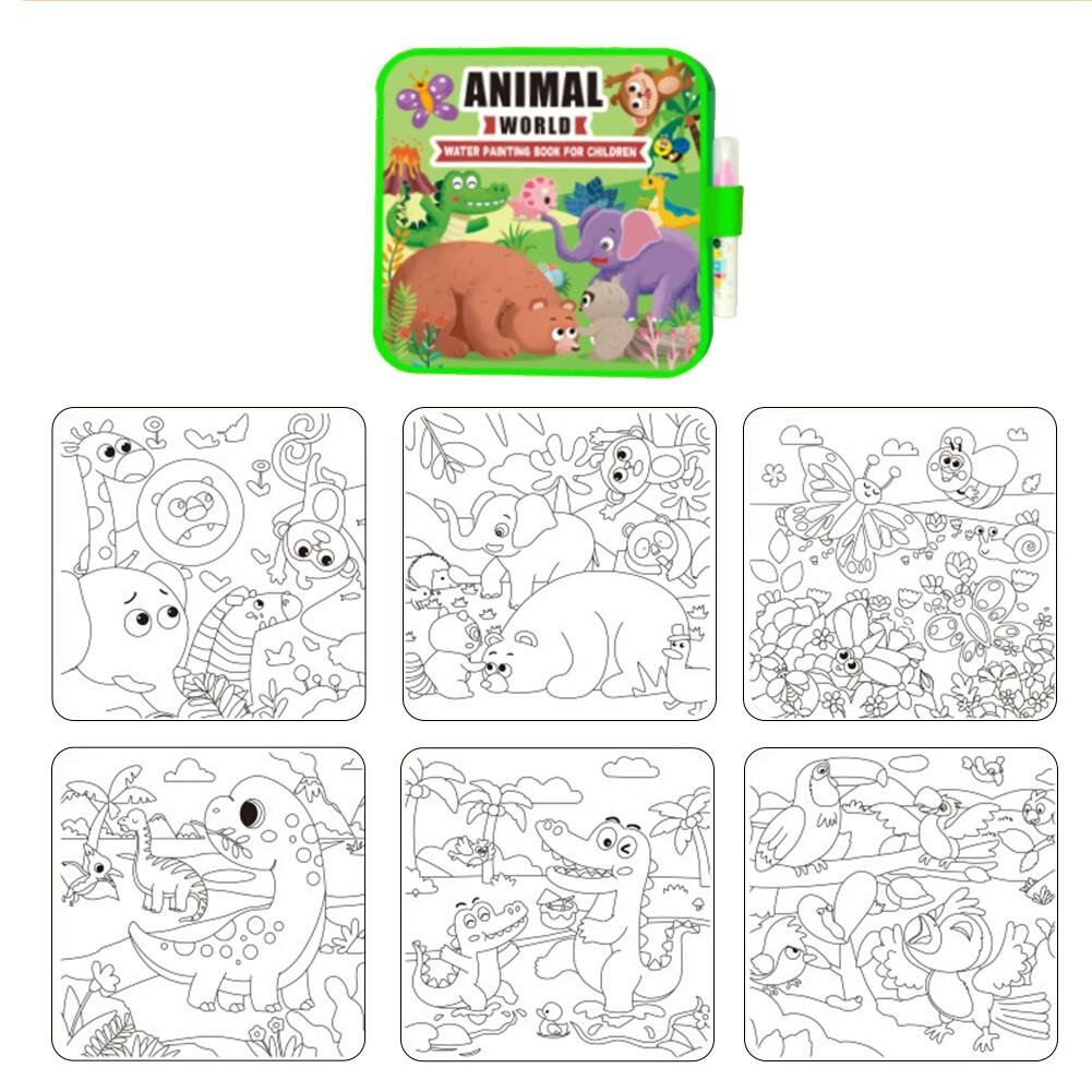 Волшебная книжка для рисования водой для детей, многоразовая и не пачкающая игрушки для путешествий, развивающий коврик для рисования с ручкой, обучающие занятия для мальчиков и девочек в возрасте 3, 4, 5, 6 лет.