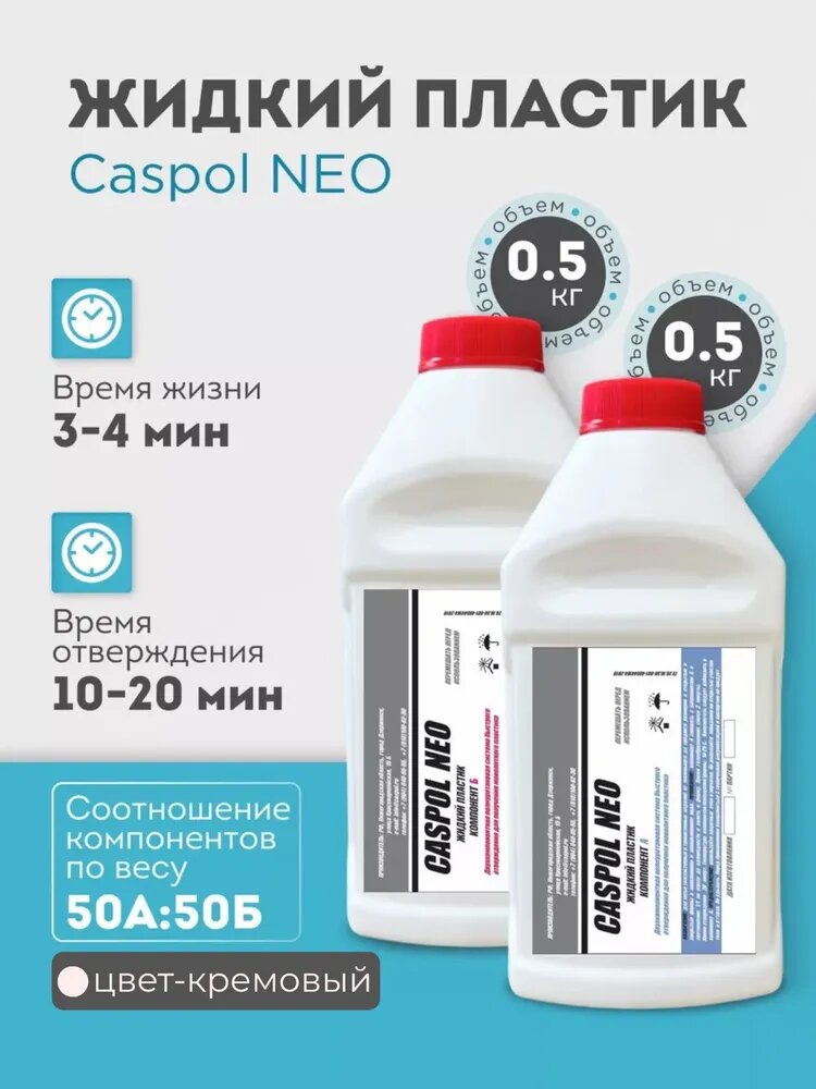 Жидкий литьевой пластик двухкомпонентная полиуретановая система "CASPOL NEO" 1 кг,/время жизни 3-4 мин.