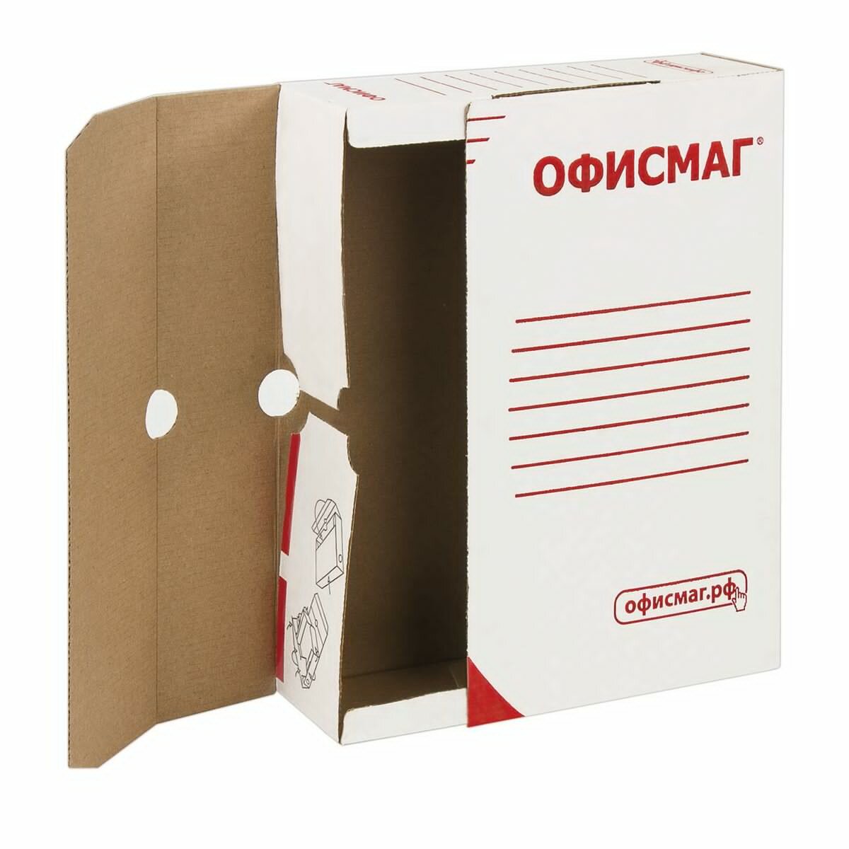 Короб архивный Офисмаг (260х325мм, 75мм, до 700л, гофрокартон) белый (123017), 50шт.