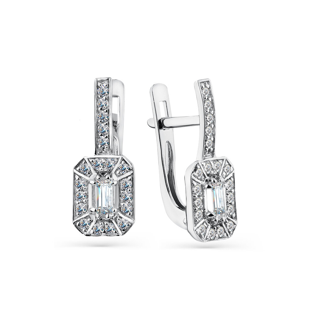 Серьги, белое золото, 585 проба, бриллиант
