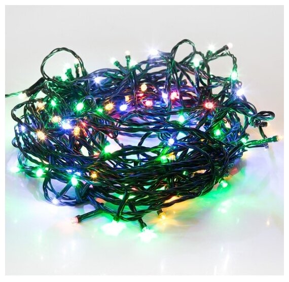 Светодиодная гирлянда Neon-night "Твинкл-Лайт" 4 м, 8 режимов, 25 разноцветных светодиодов, тёмно-зелёный провод, 303-019