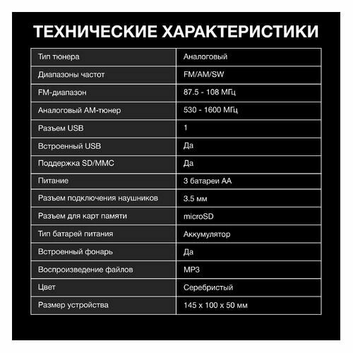 Радиоприемник Hyundai H-PSR160, серебристый