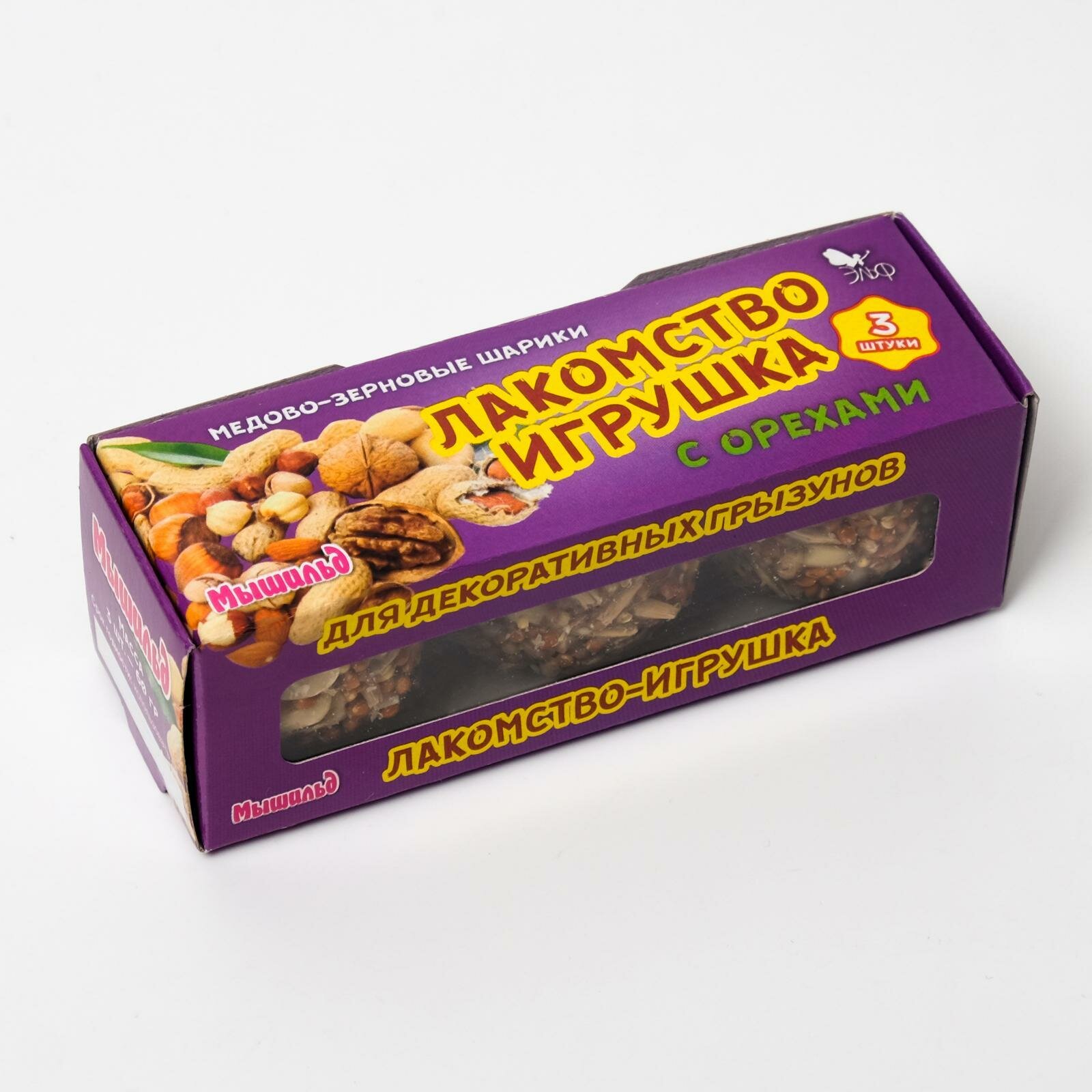 Медово-ореховые шарики для грызунов Мышильд, 60 гр, 3 шт, *1уп