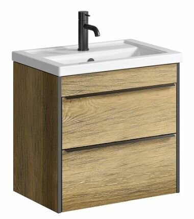Тумба с раковиной Aqwella Fargo 60, подвесная, цвет: дуб балтийский, ум. Фостер 60