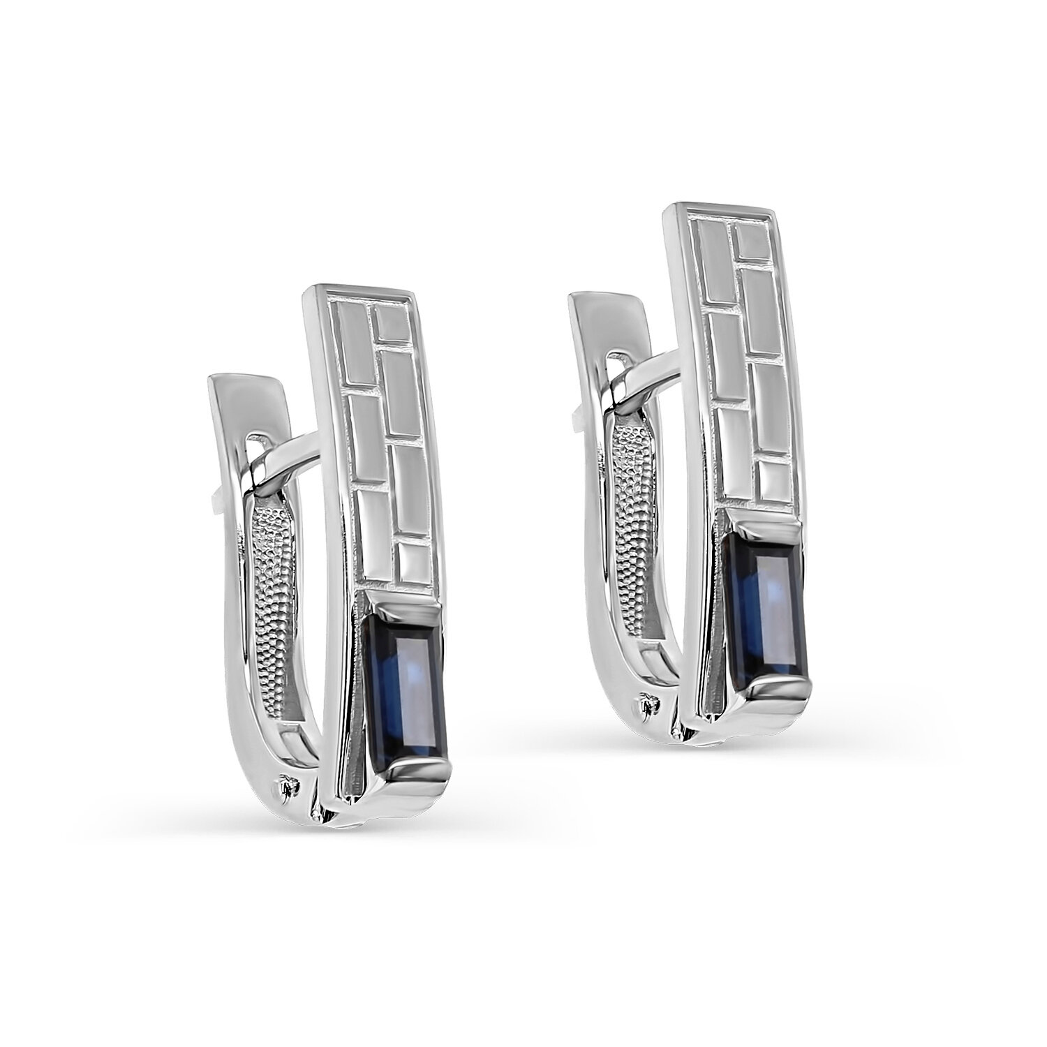 Серьги, белое золото, 585 проба, сапфир