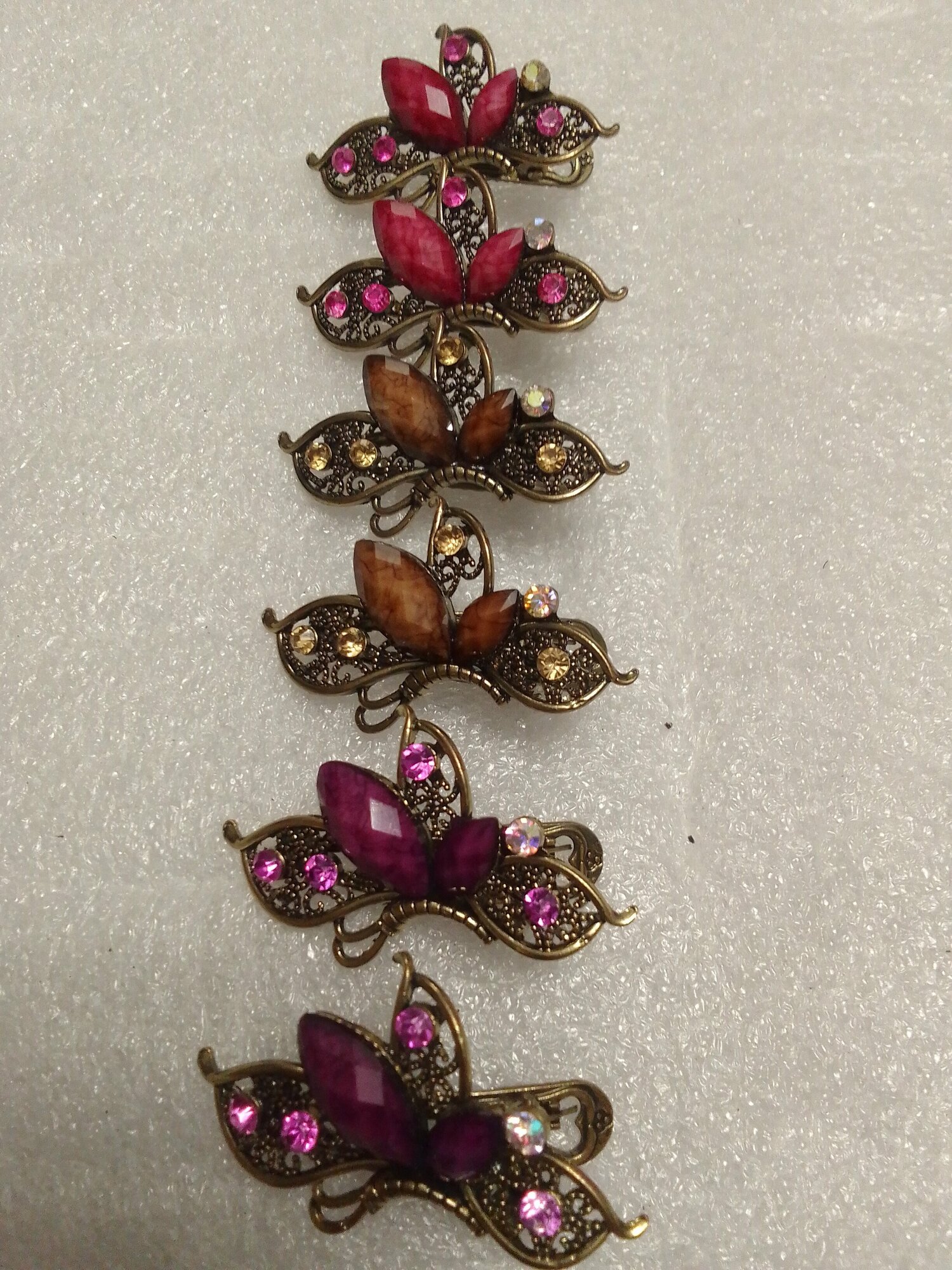 Зажим для волос бабочка набор 6 штук ( металлические)