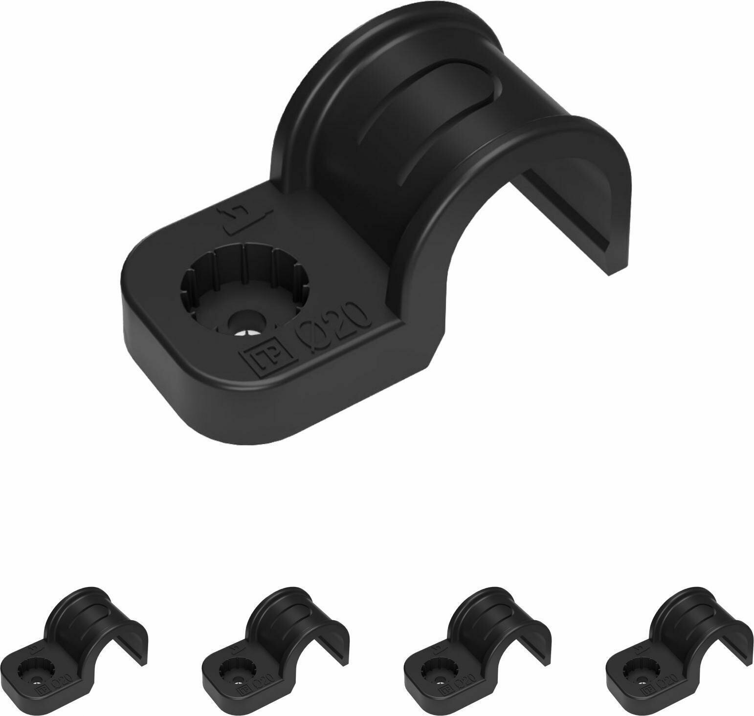 Скоба пластиковая круглая Промрукав 20мм черная (50 шт./уп) (комплект из 4 уп)