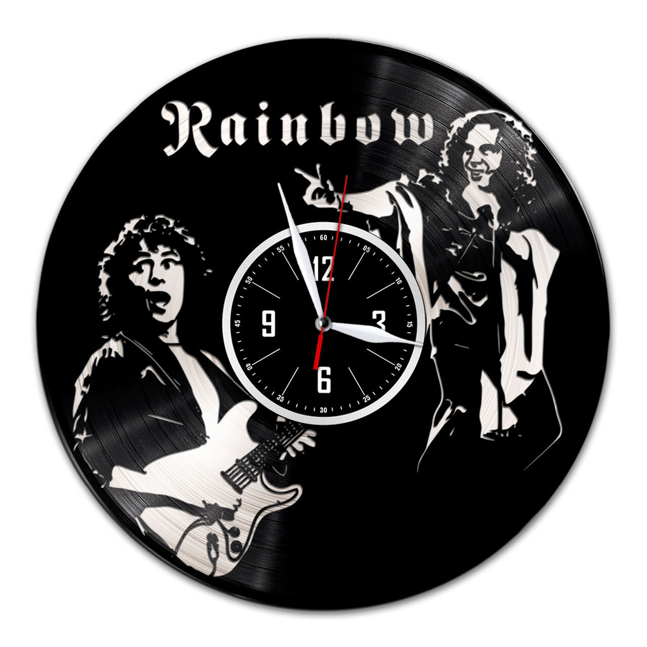 Rainbow - настенные часы из виниловой пластинки (с серебряной подложкой)