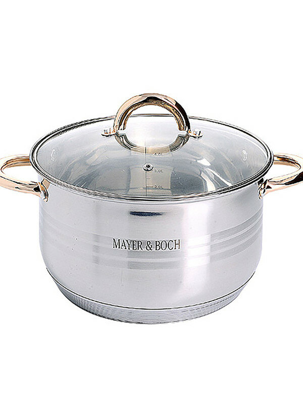 Кастрюля с крышкой индукция Mayer&Boch, стальная, 6,3л