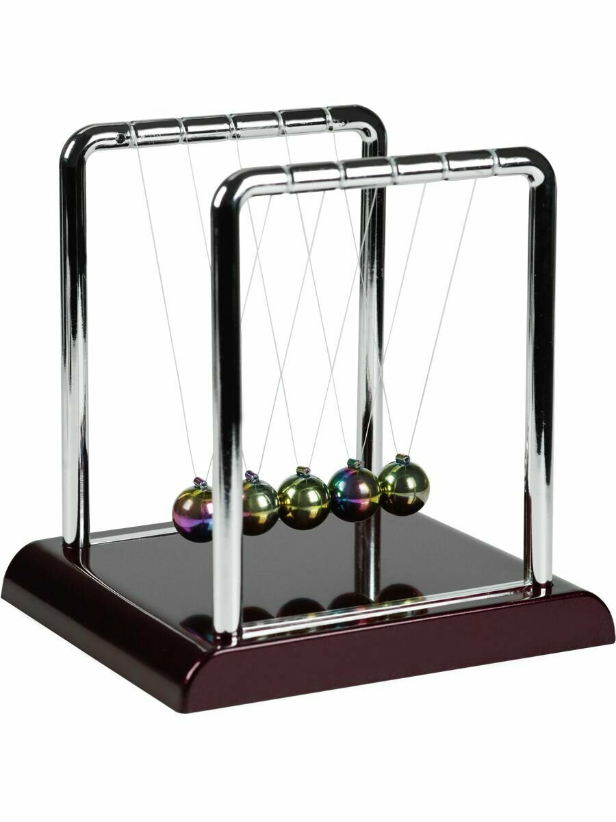 Маятник Шары Ньютона на бордовой подставке 18*14,5*17,5см Т-1568