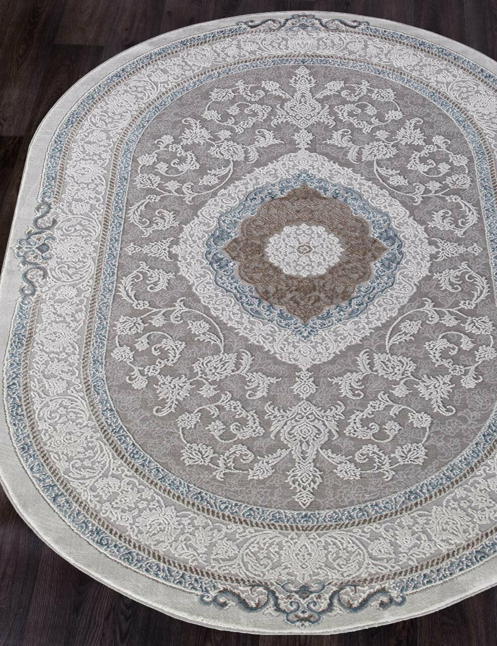 Ковер турецкий Овальный на пол в гостиную в спальню 200х290 см светлый классический ворс 10 мм 271497 Kover-Russia