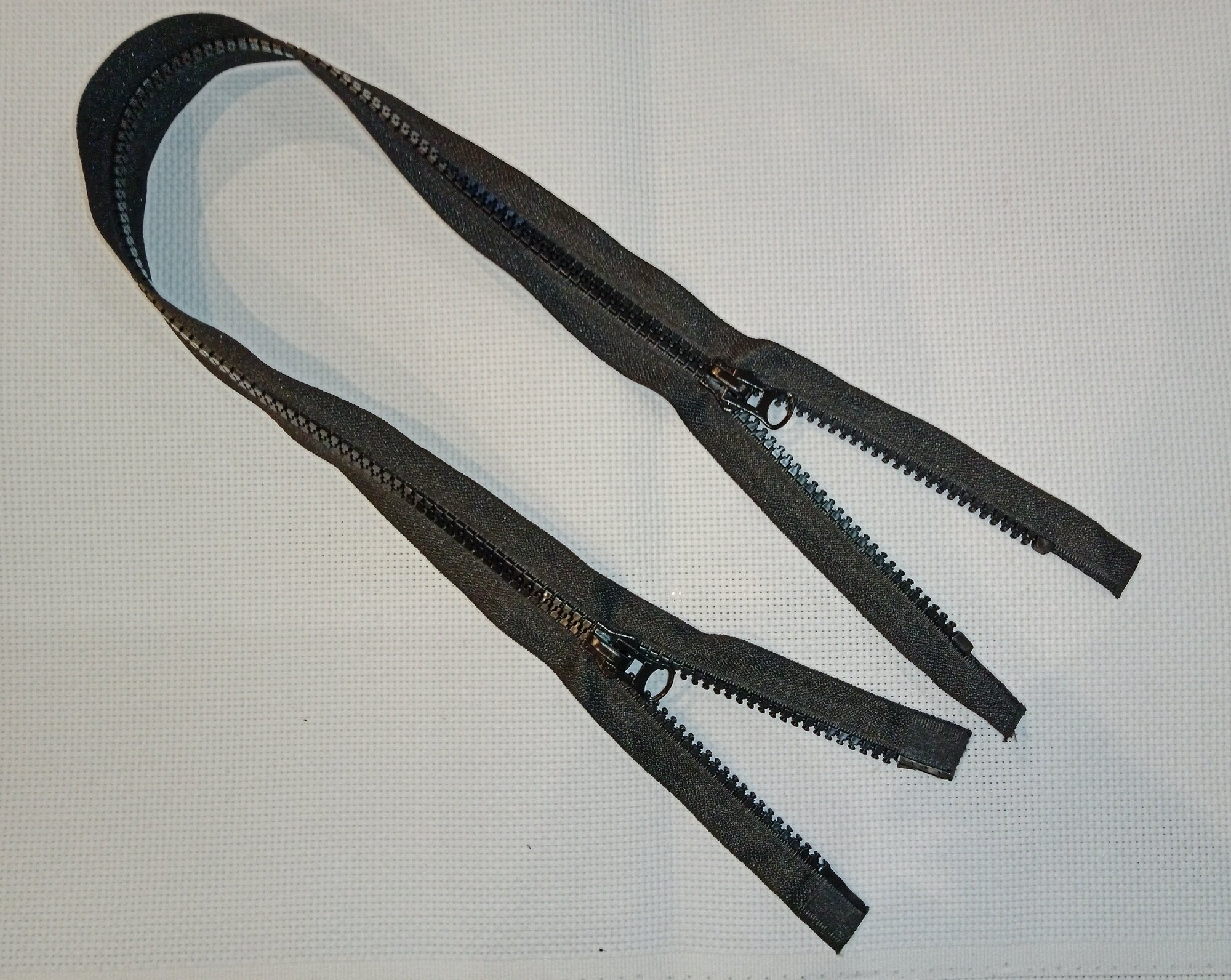 Застежка-молния усиленная двусторонняя черная, длина 75 см, ширина 3.8 см