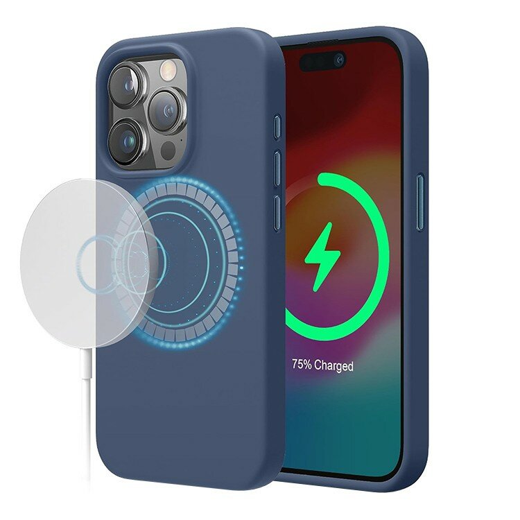 Elago силиконовый чехол для iPhone 15 Pro, Soft silicone (Liquid) Jean Indigo (MagSafe)