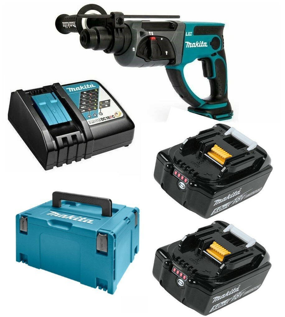 Аккумуляторный перфоратор 3-х режимный SDS+ Makita DHR202RTJ (18V, 2x5Ah, Li-Ion)