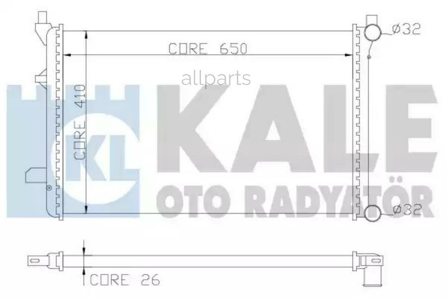 KALE 353300 Радиатор охлаждения для а/м Skoda Octavia A5 (04-)/VW Golf V (03-) паяный