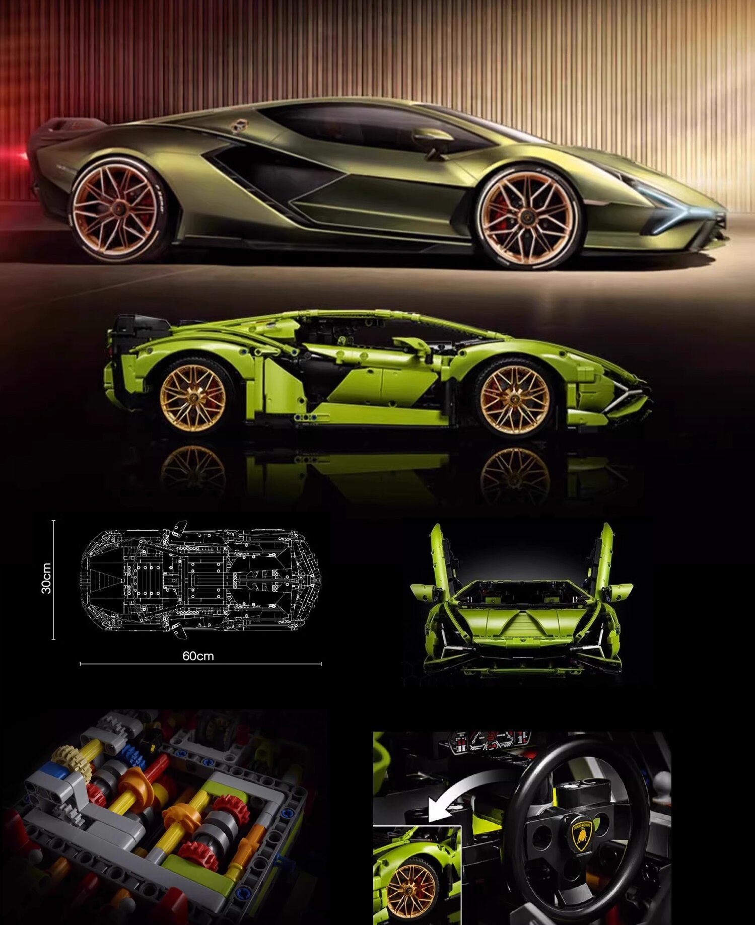 Конструктор Спорткар Lamborghini Sian FKP 37, 3728 деталей - LE-KK6891