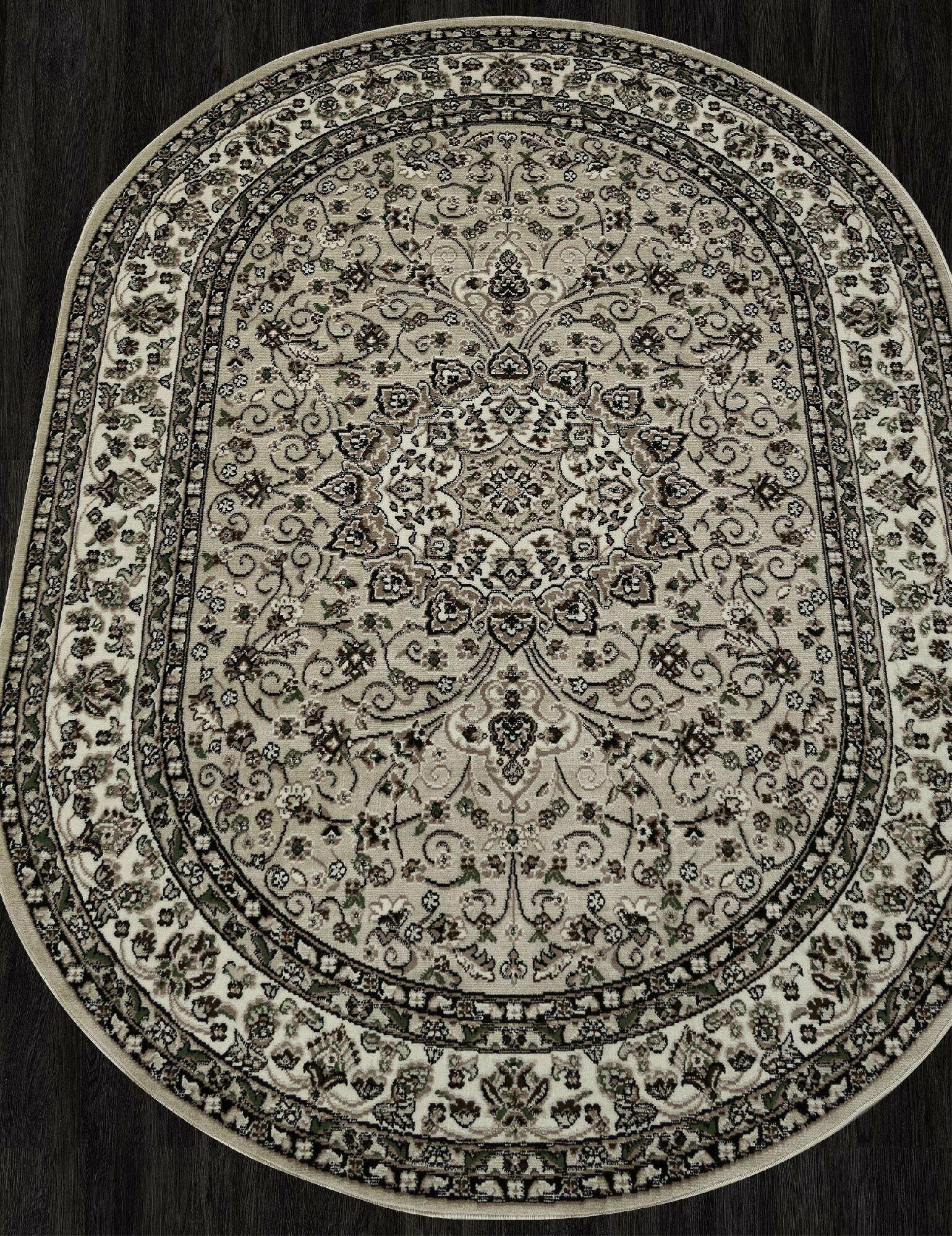 Ковер Овальный на пол в гостиную в спальню 200х400 см бежевый классический ворс 7 мм 383744 ковренок