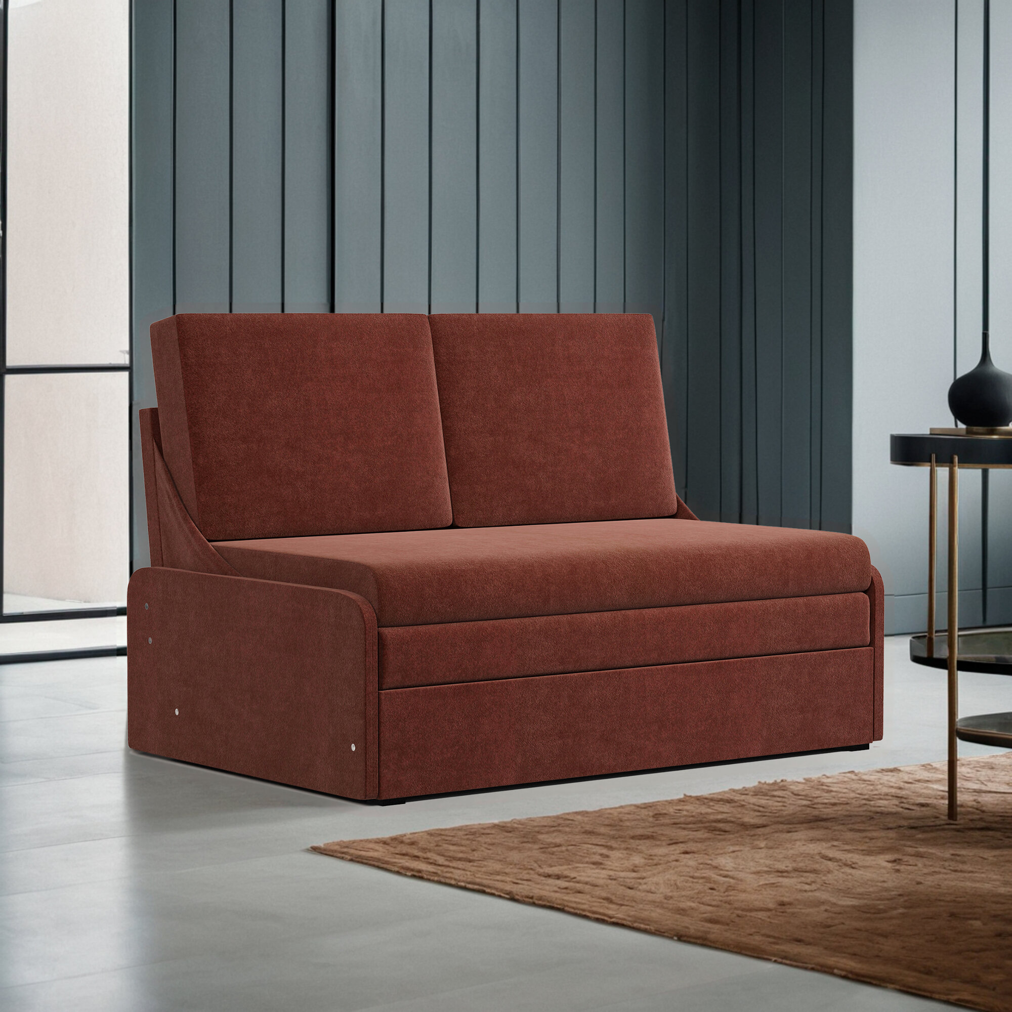 Диван-кровать Уют-2, 128х85х85 см, раскладной, прямой, велюр Дрим шоколад