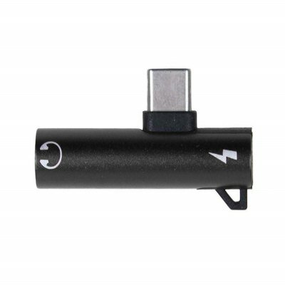 Переходник Type-C на 3,5mm Jack+зарядка Type-C, поддерживает не все samsung, черный