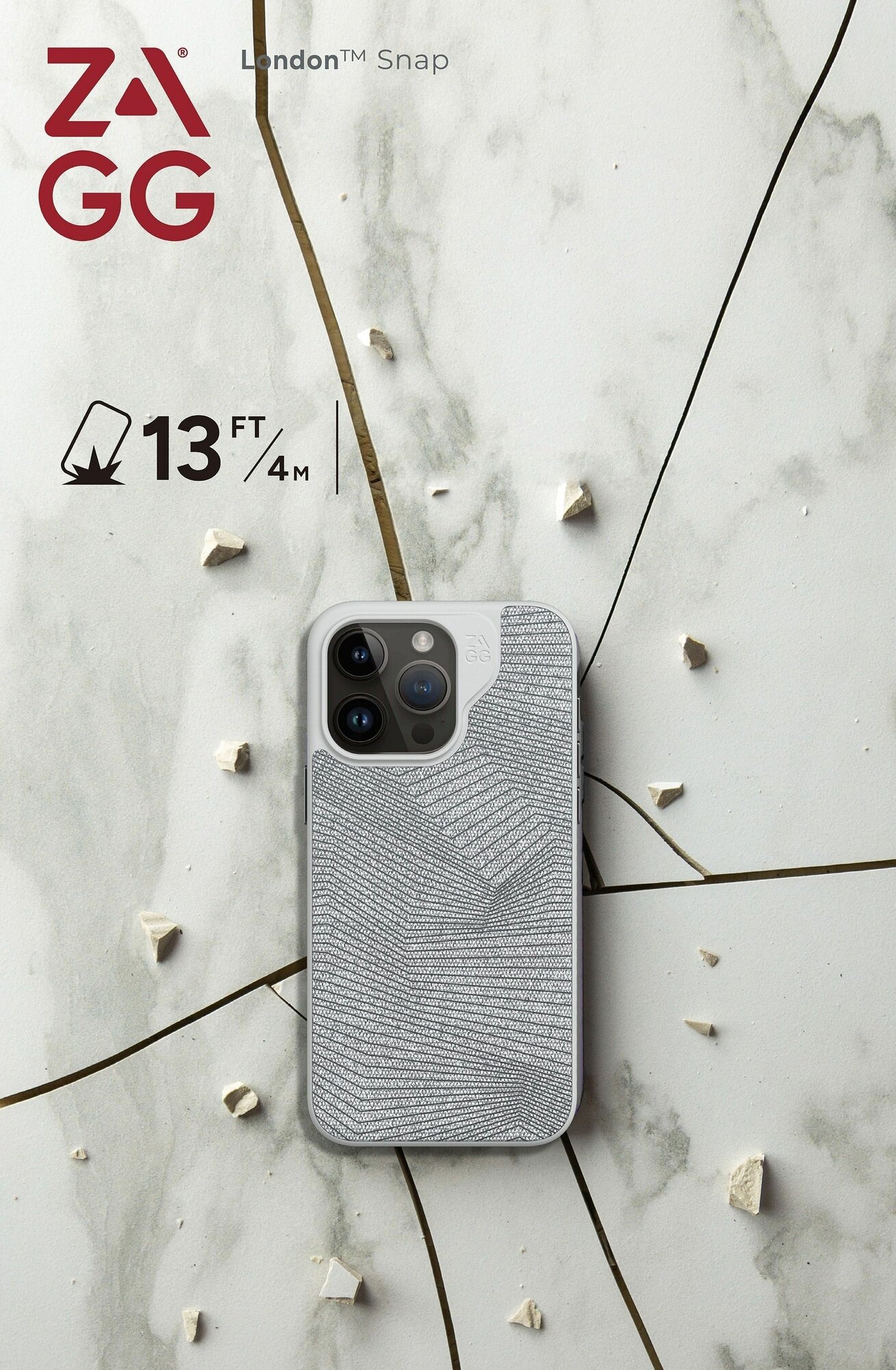 Чехол ZAGG London Snap Case для iPhone 15 Pro Max 6.7" - Gray Geo