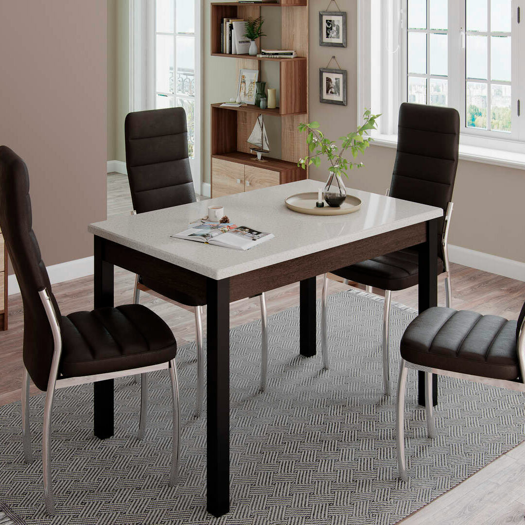 Стол обеденный для кухни Бостон-1 110,0х75,0х69,0 см, венге/белый гранит