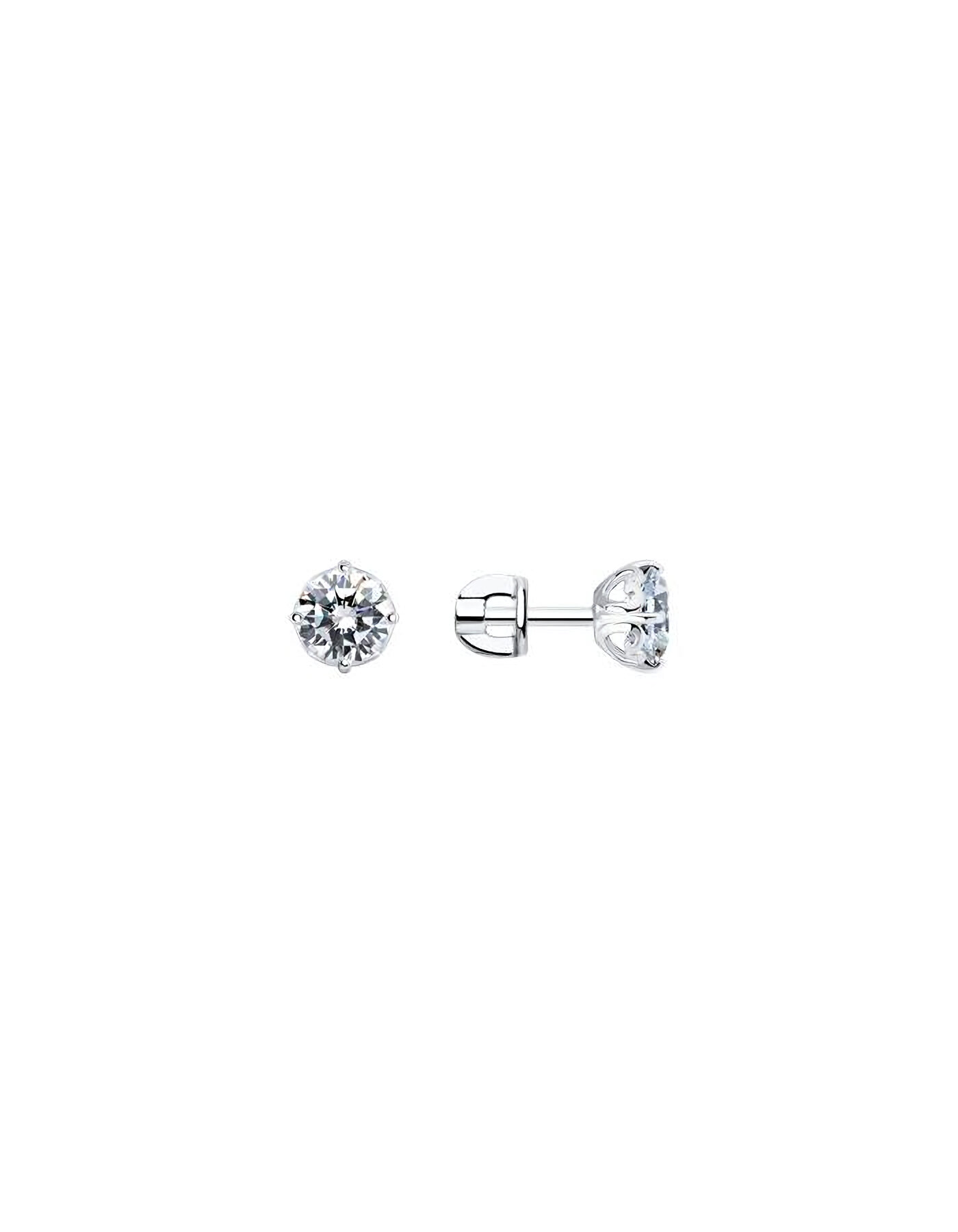 Серьги пусеты, серебро, 925 проба, родирование, фианит