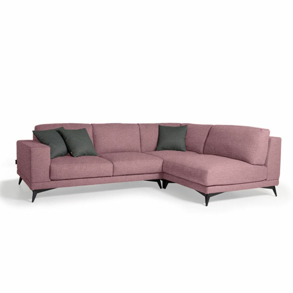 Диван Бергамо правый с оттоманкой со спинкой в ппремиальном велюре 2,85м/15