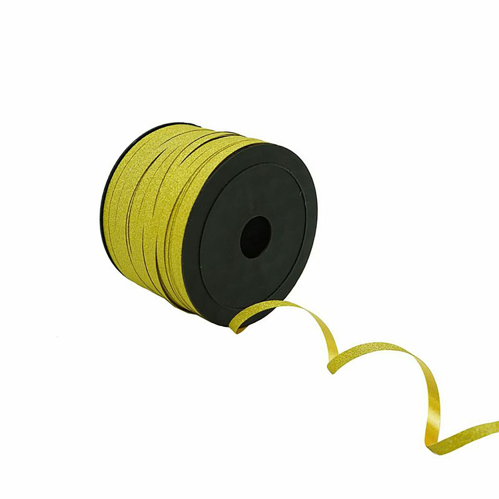 Лента для шаров и подарков, Золото с глиттером, 0,5 см * 100 м