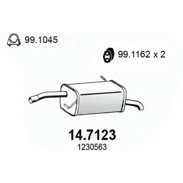 Глушитель выхлопных газов конечный, ASSO 14.7123 (1 шт.)