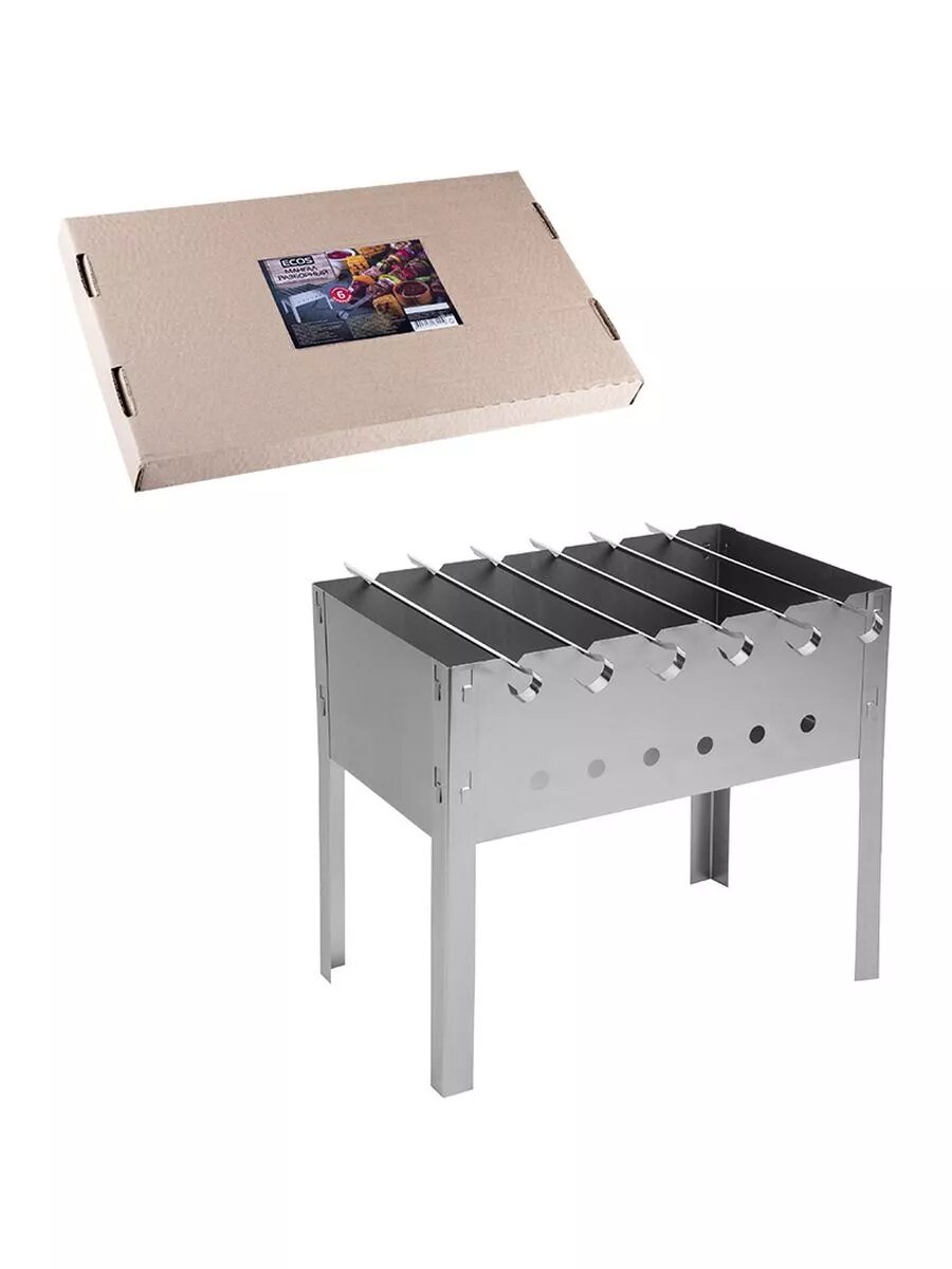 Мангал сборно-разборный 400х240х350мм, с 6 шампурами