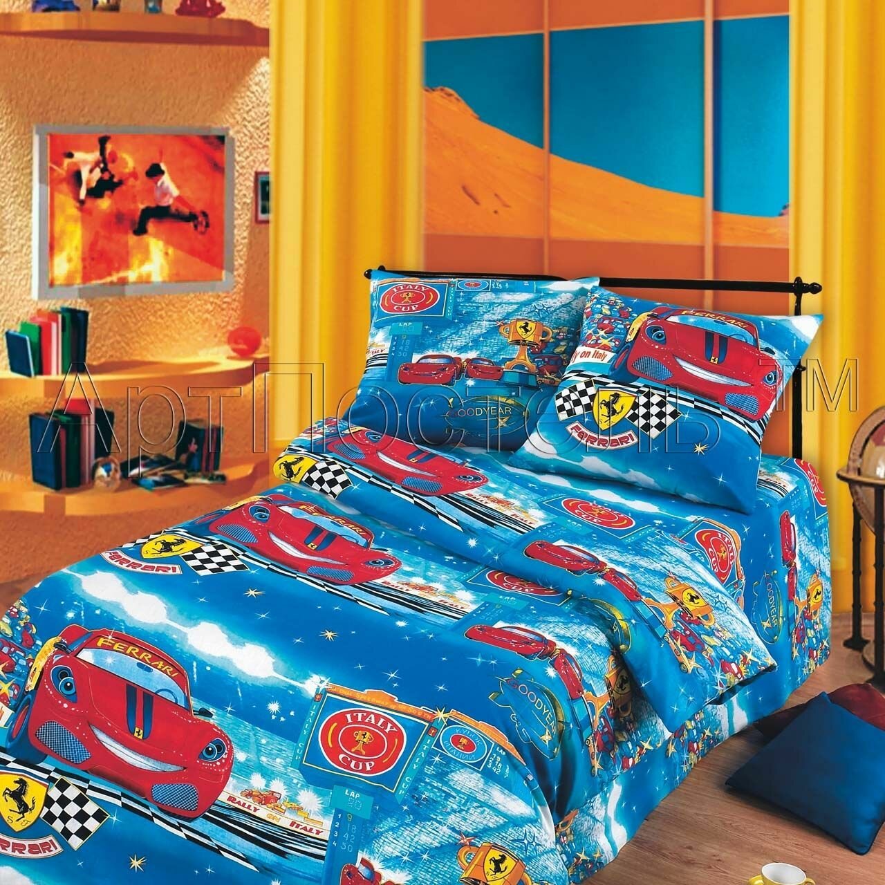 Комплект постельного белья АртПостель Ралли, детская, бязь, синий